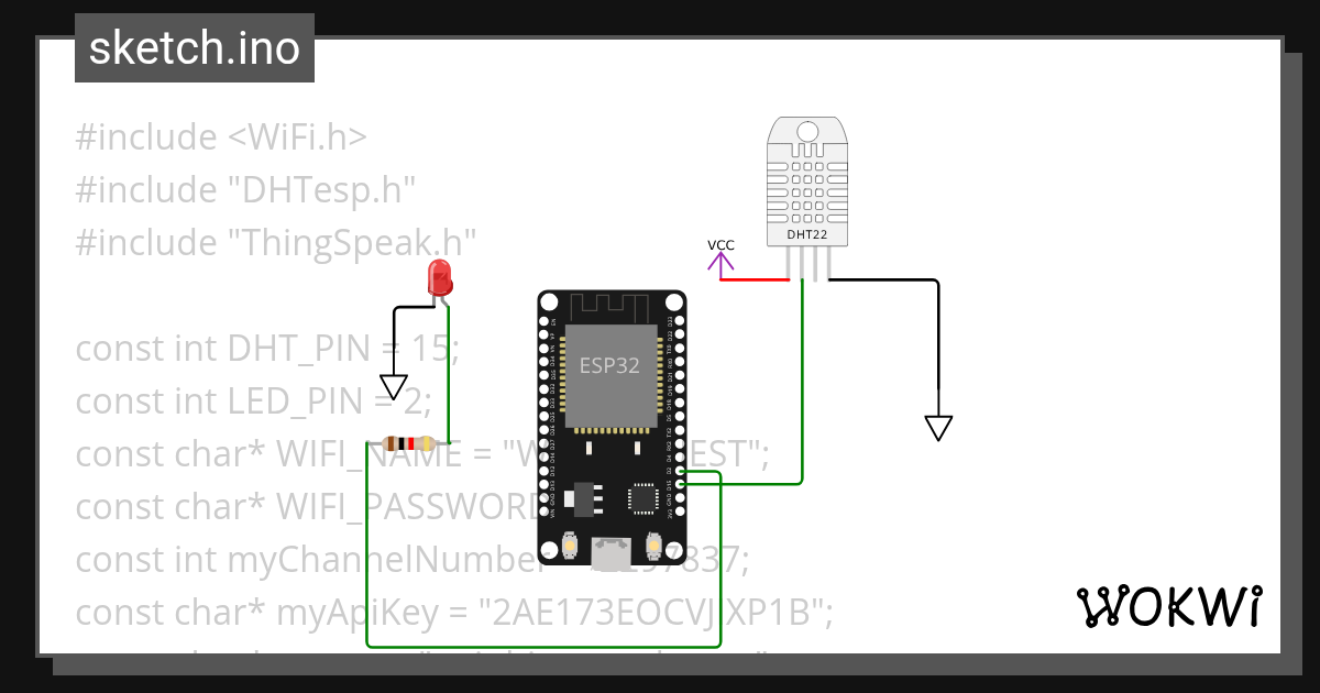 dht sensor with thinkspeag - Wokwi ESP32, STM32, Arduino Simulator