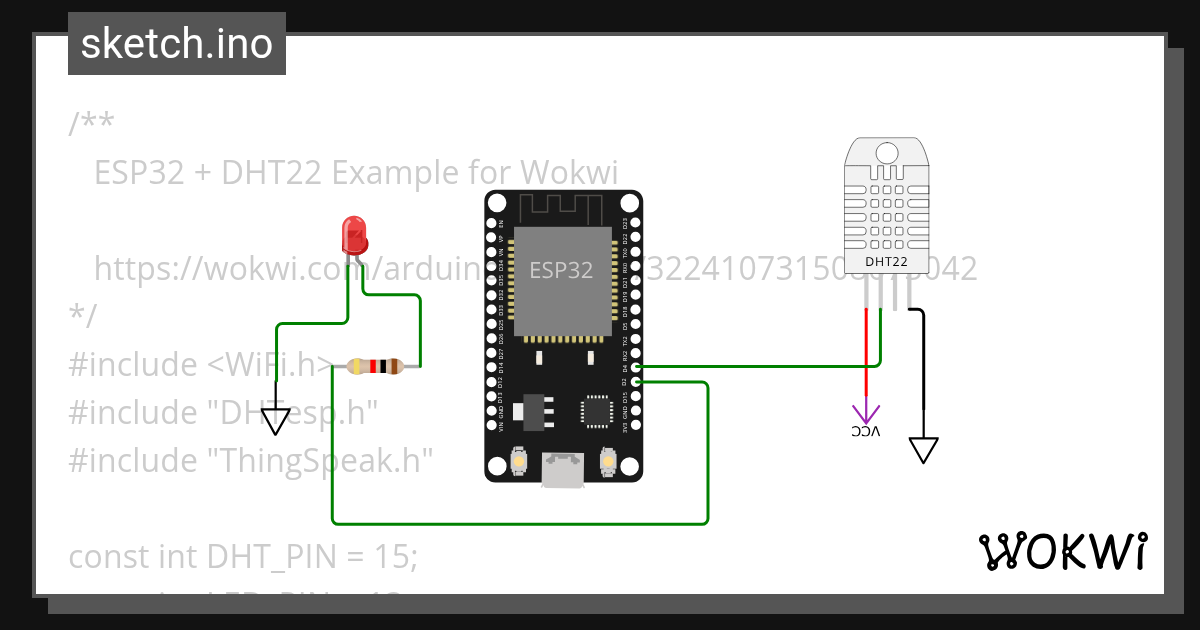 DHT WITH THINGSPEAK - Wokwi ESP32, STM32, Arduino Simulator