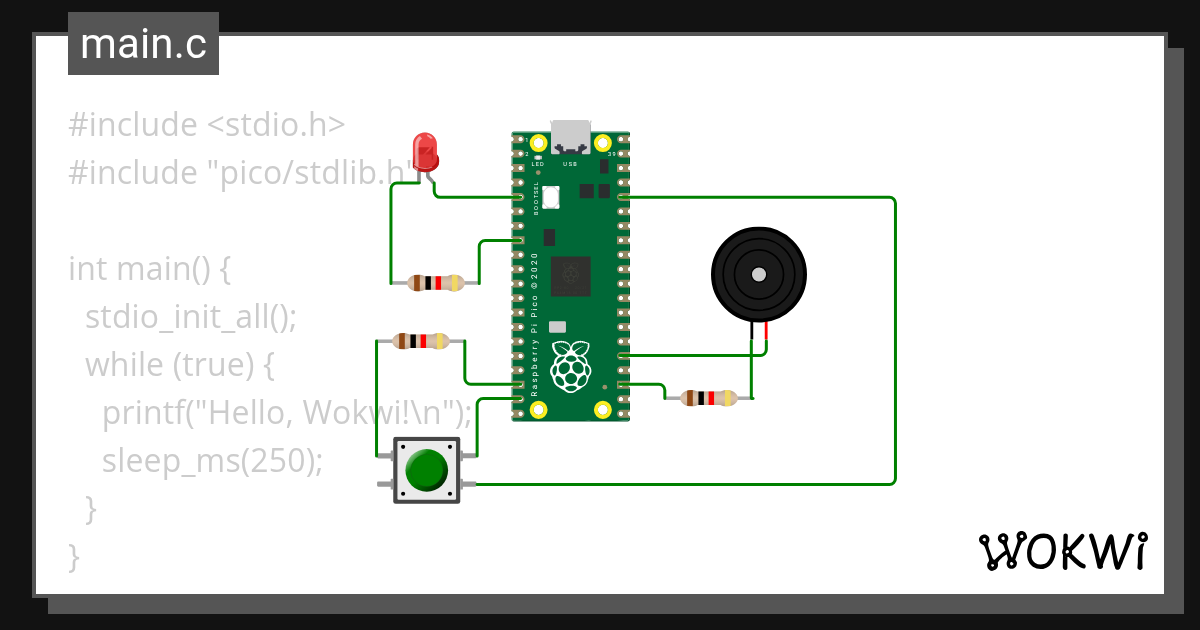 Buzzer and LED - Wokwi ESP32, STM32, Arduino Simulator