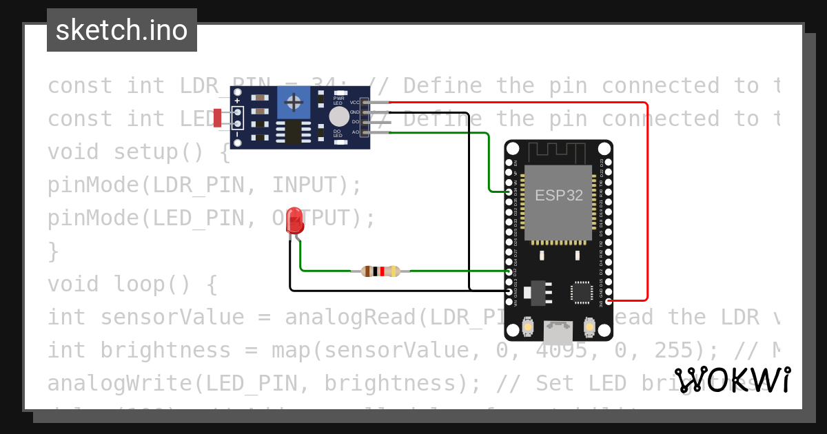 Ldr Automatic Ambient Sensing Wokwi Esp32 Stm32 Arduino Simulator