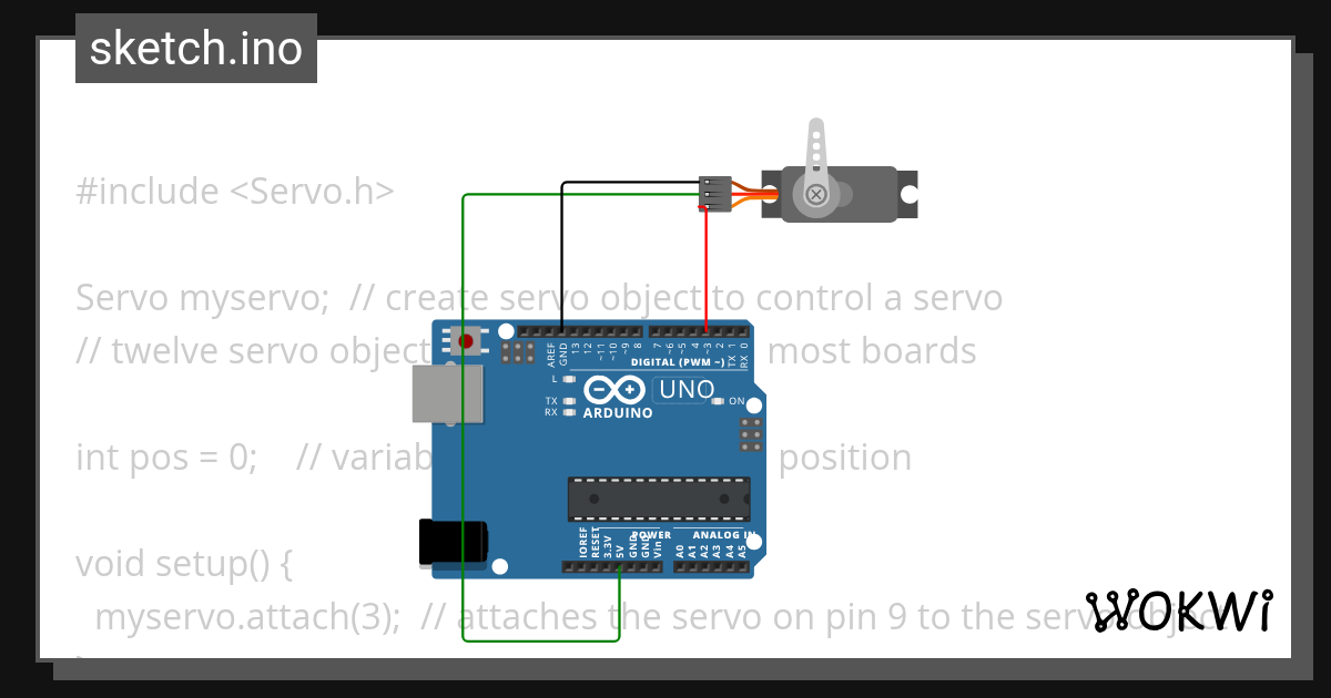 舵机180度旋转1 Wokwi Esp32 Stm32 Arduino Simulator