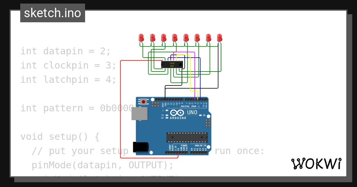 74hc595 8bit Led Wokwi Esp32 Stm32 Arduino Simulator 1183