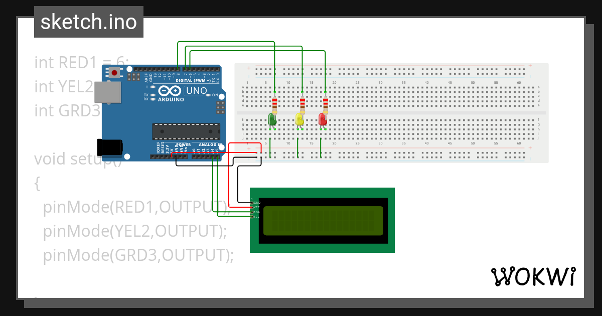 ไฟจราจร 01 Wokwi Esp32 Stm32 Arduino Simulator 6076