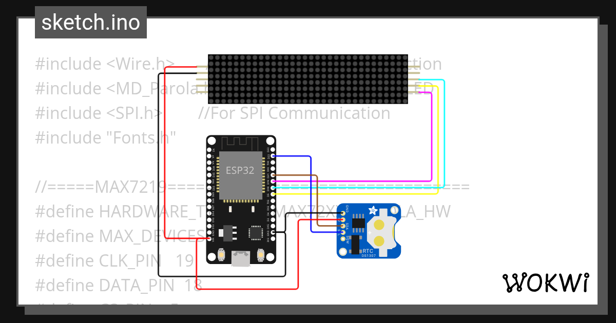OTRO-Esp32 Matrix MD_Parola Copia - Wokwi ESP32, STM32, Arduino Simulator