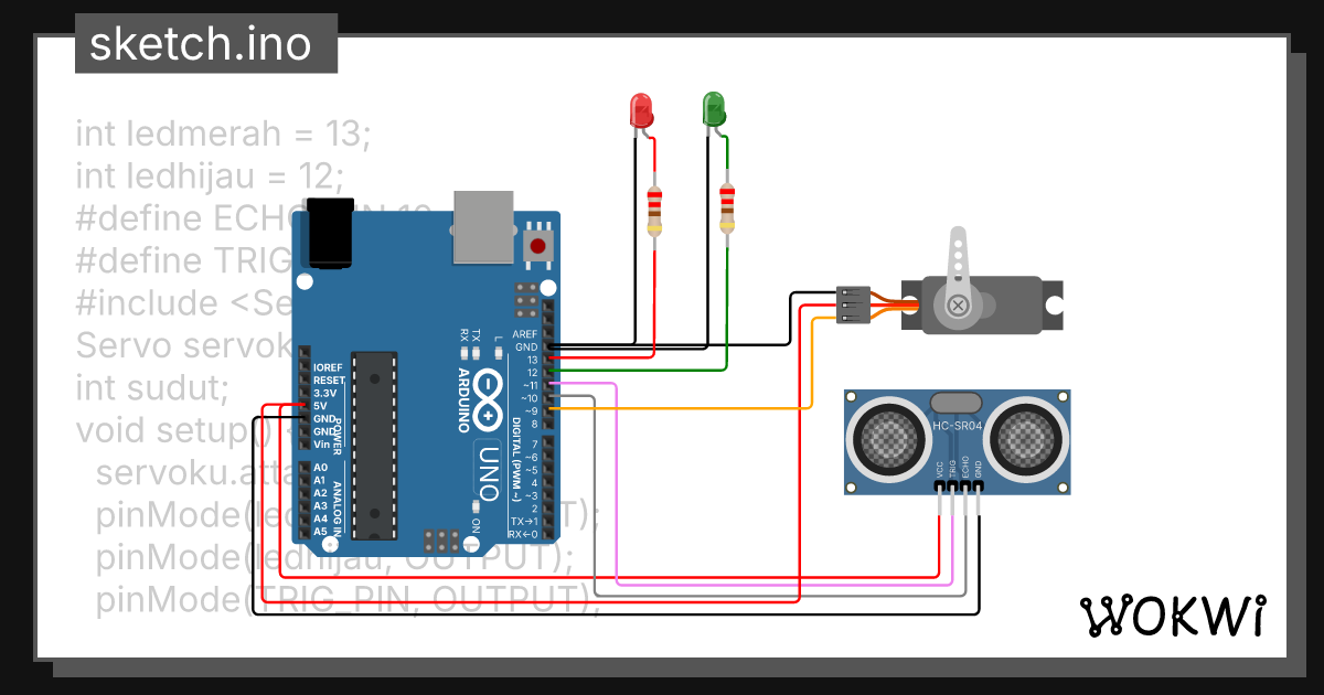 PALANG PINTU OTOMATIS - Wokwi ESP32, STM32, Arduino Simulator