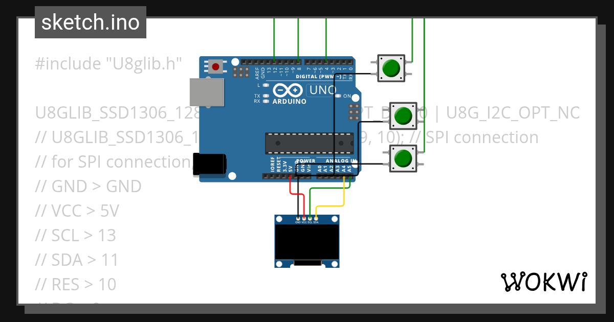 Menu on LED Screen - Wokwi ESP32, STM32, Arduino Simulator