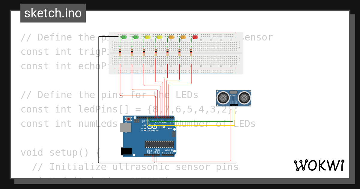Led Distance Indicator Wokwi Esp32 Stm32 Arduino Simulator