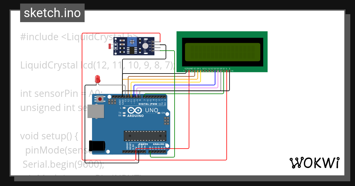Sensor LDR dengan LCD - Wokwi ESP32, STM32, Arduino Simulator