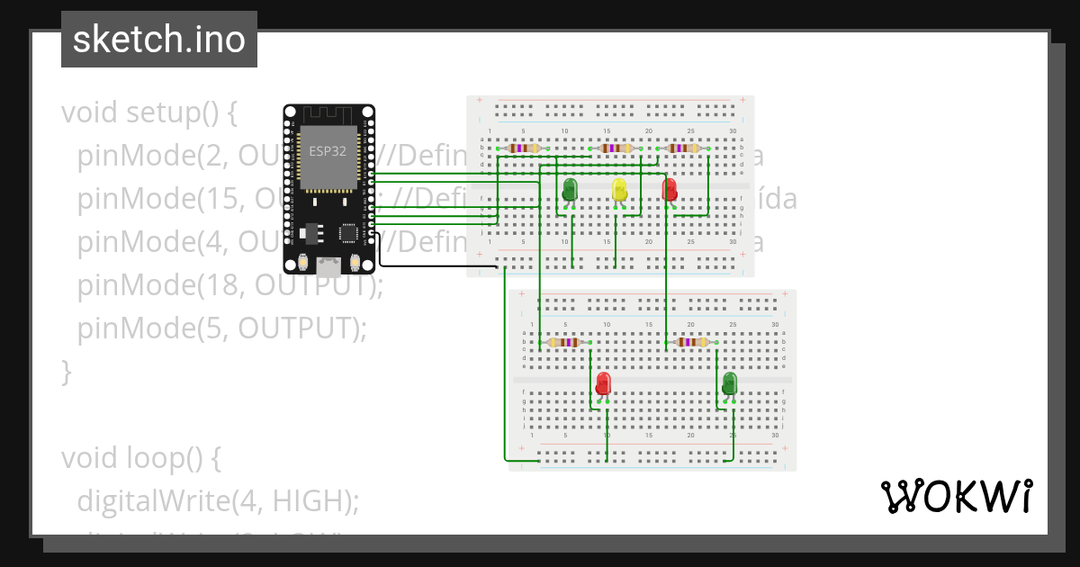 semaforo - Wokwi ESP32, STM32, Arduino Simulator