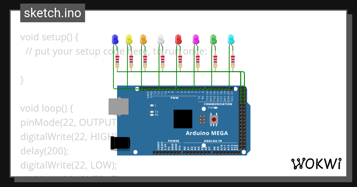 Lauflicht 001 Wokwi Esp32 Stm32 Arduino Simulator