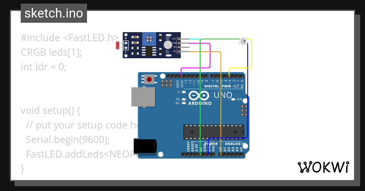 LdR sensor - Wokwi ESP32, STM32, Arduino Simulator