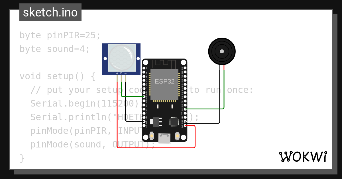 Pir Esp32 Output Suara Wokwi Esp32 Stm32 Arduino Simulator 1619