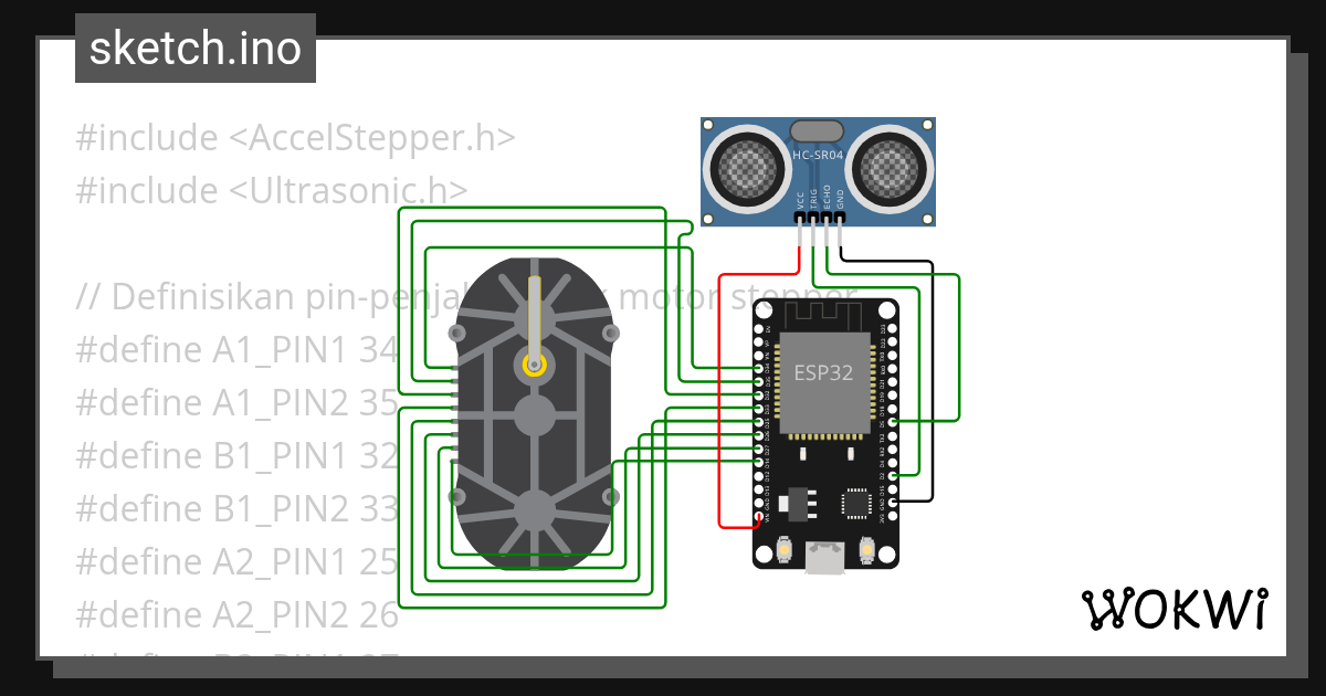 Project Motor Ultrasonic - Wokwi ESP32, STM32, Arduino Simulator