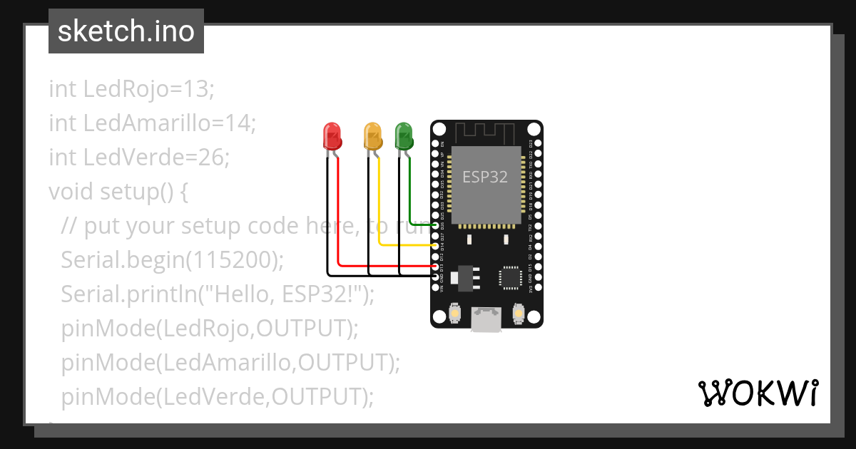 punto 1 semaforo led - Wokwi ESP32, STM32, Arduino Simulator
