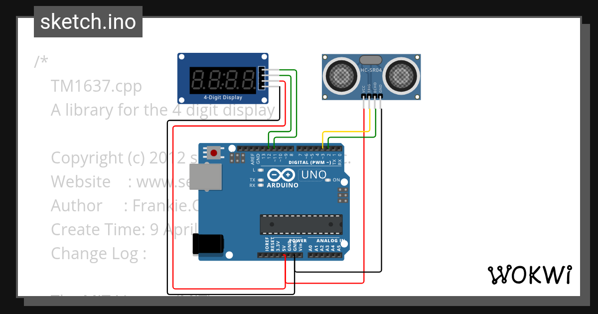 WaterClock TM1637 Diagnostic - Wokwi ESP32, STM32, Arduino Simulator