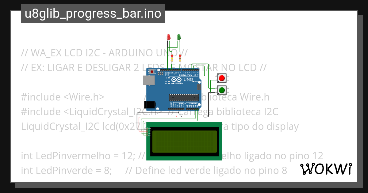 WA_EX LCD I2C - Wokwi ESP32, STM32, Arduino Simulator