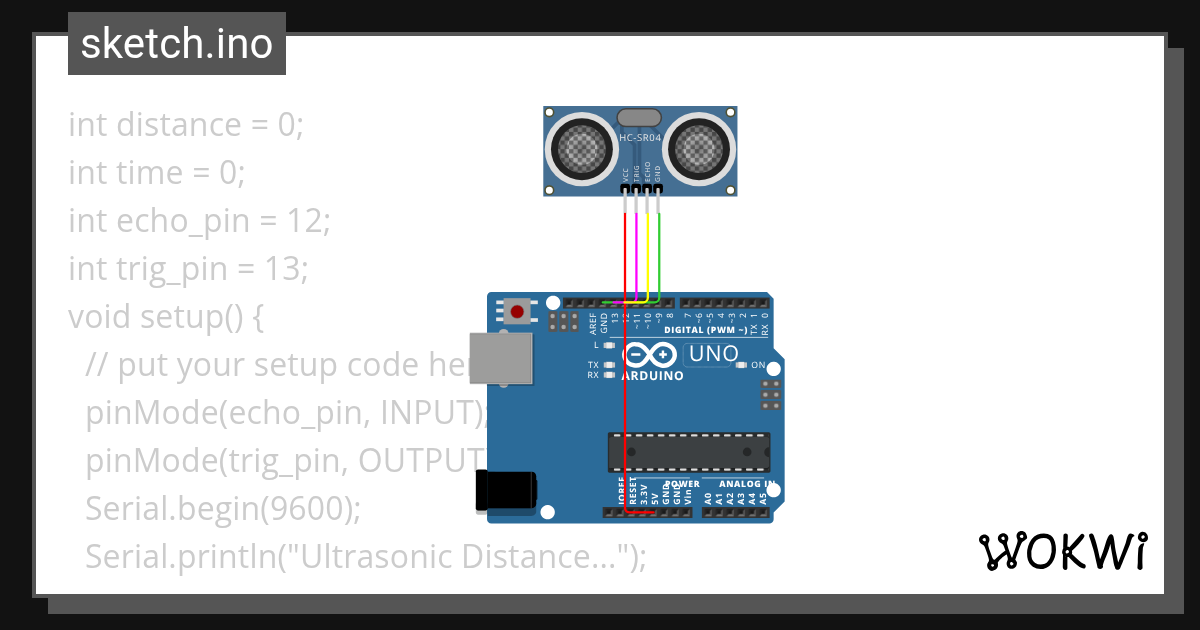 Ultrasonic Sensor - Wokwi ESP32, STM32, Arduino Simulator