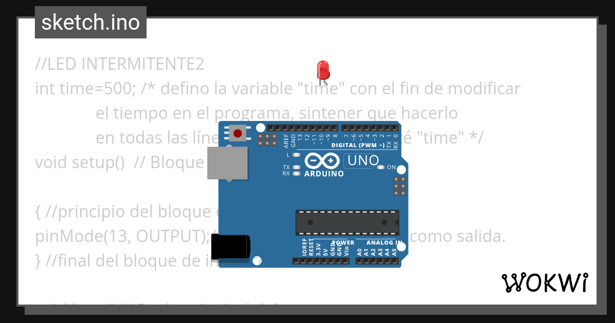 Led intermitente - Wokwi ESP32, STM32, Arduino Simulator