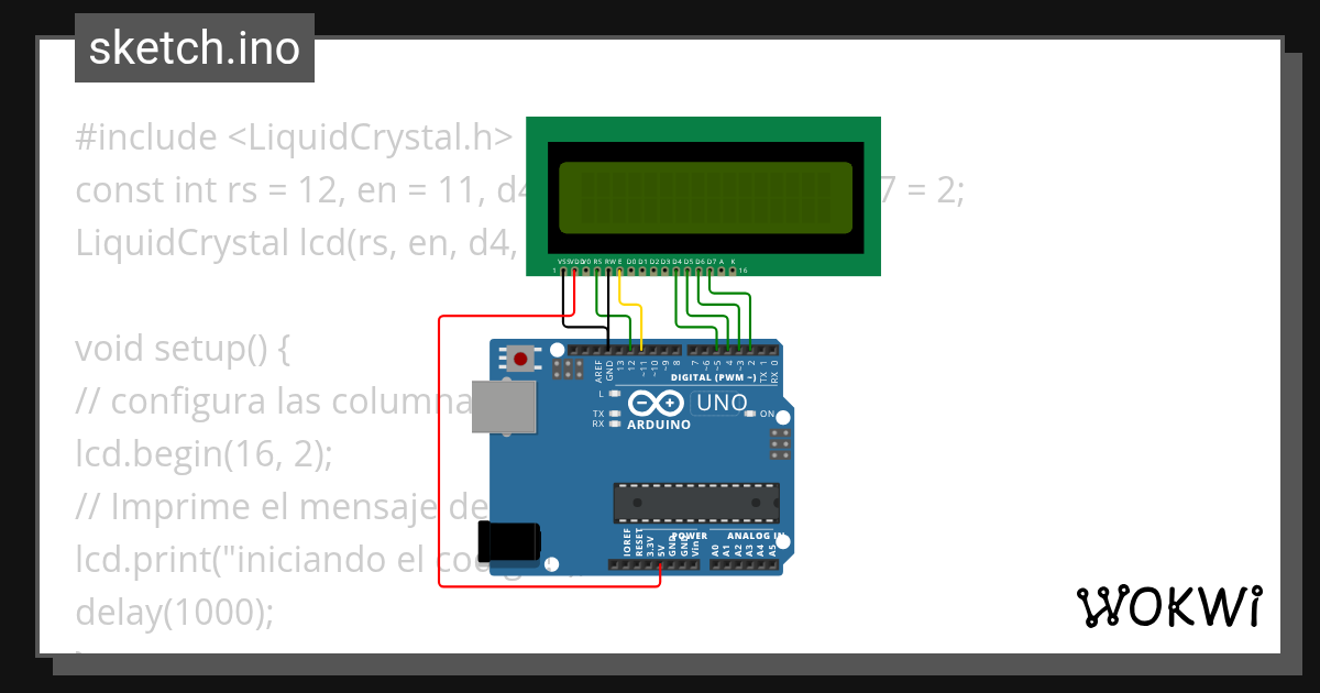 Cristal Liquido Ejercicio 2.1 - Wokwi ESP32, STM32, Arduino Simulator
