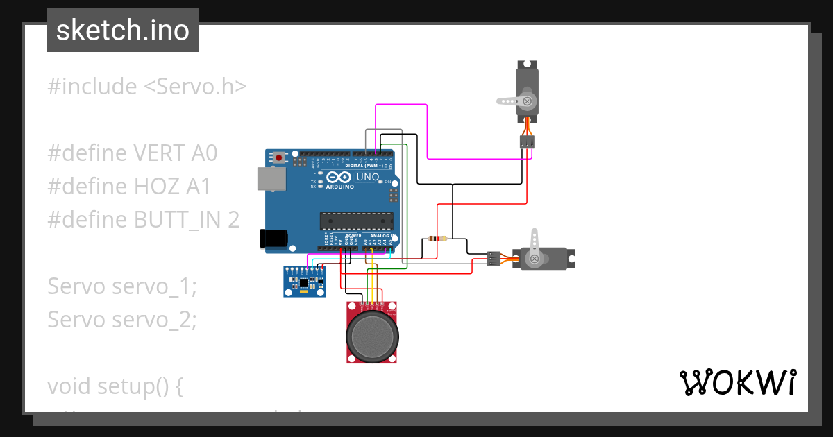 JoyStick va Geraskop Servo motor - Wokwi ESP32, STM32, Arduino Simulator