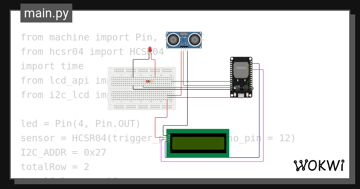 52100969buoi5lcddistancesensor Wokwi Esp32 Stm32 Arduino Simulator