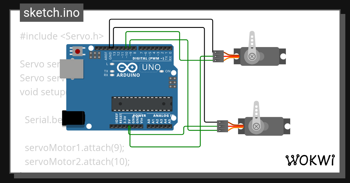 control simultaneo con 2 servos y Arduino uno - Wokwi ESP32, STM32 ... control simultaneo con 2 servos y Arduino uno - Wokwi ESP32, STM32 ...