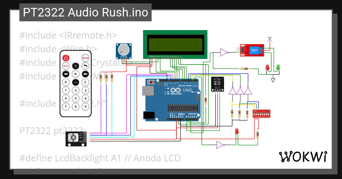 PT2322 Audio Rush.ino Copy - Wokwi ESP32, STM32, Arduino Simulator