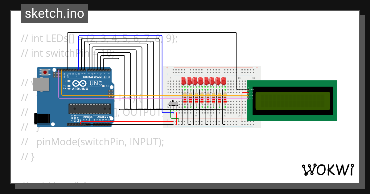8 leds - Wokwi ESP32, STM32, Arduino Simulator