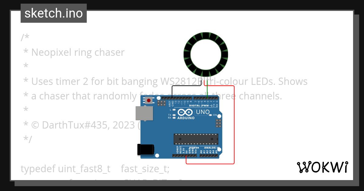 WS2812 without FastLED: Ring Chaser [updated] - Wokwi ESP32, STM32, Arduino Simulator