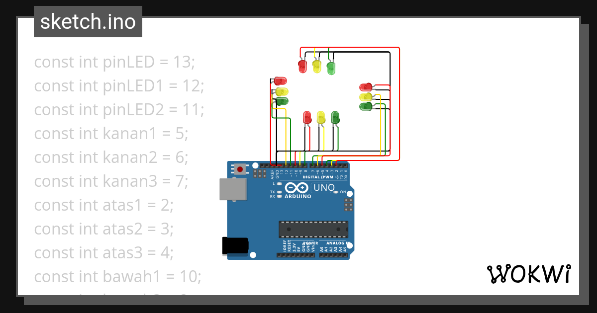Tugas pak guruh 2 lampu Perapatan - Wokwi ESP32, STM32, Arduino Simulator