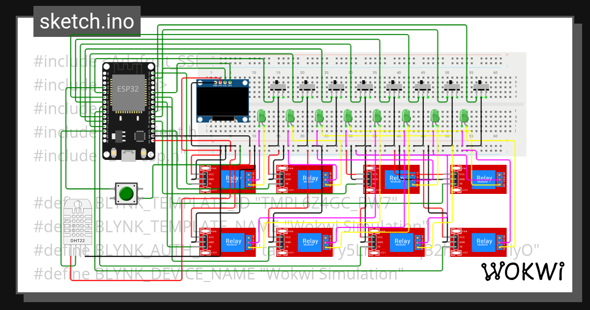 Blynk and Manual Switch Display Oled - Wokwi ESP32, STM32, Arduino Simulator