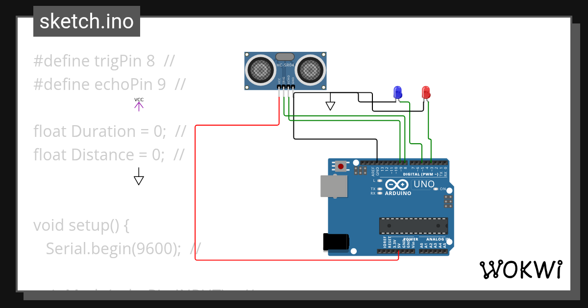 HC-SR04 - Wokwi ESP32, STM32, Arduino Simulator