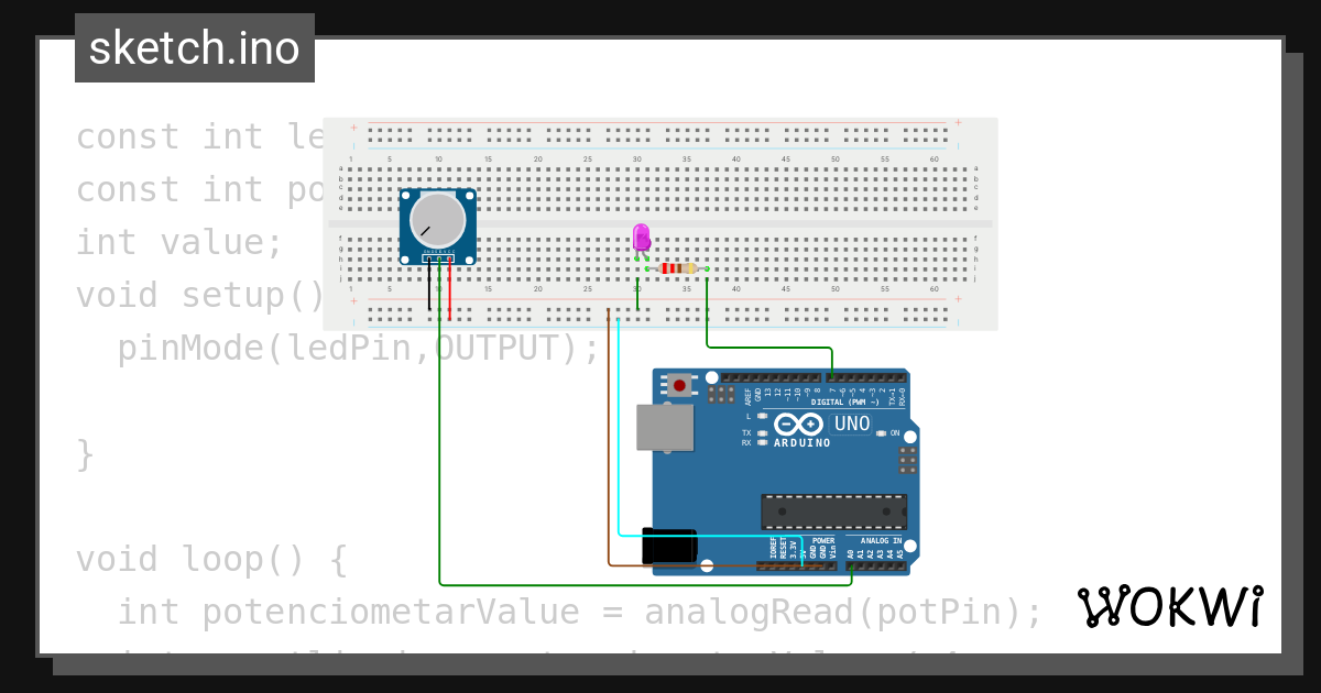 Potenciometar Sa Led Diodom Wokwi Esp32 Stm32 Arduino Simulator 8496