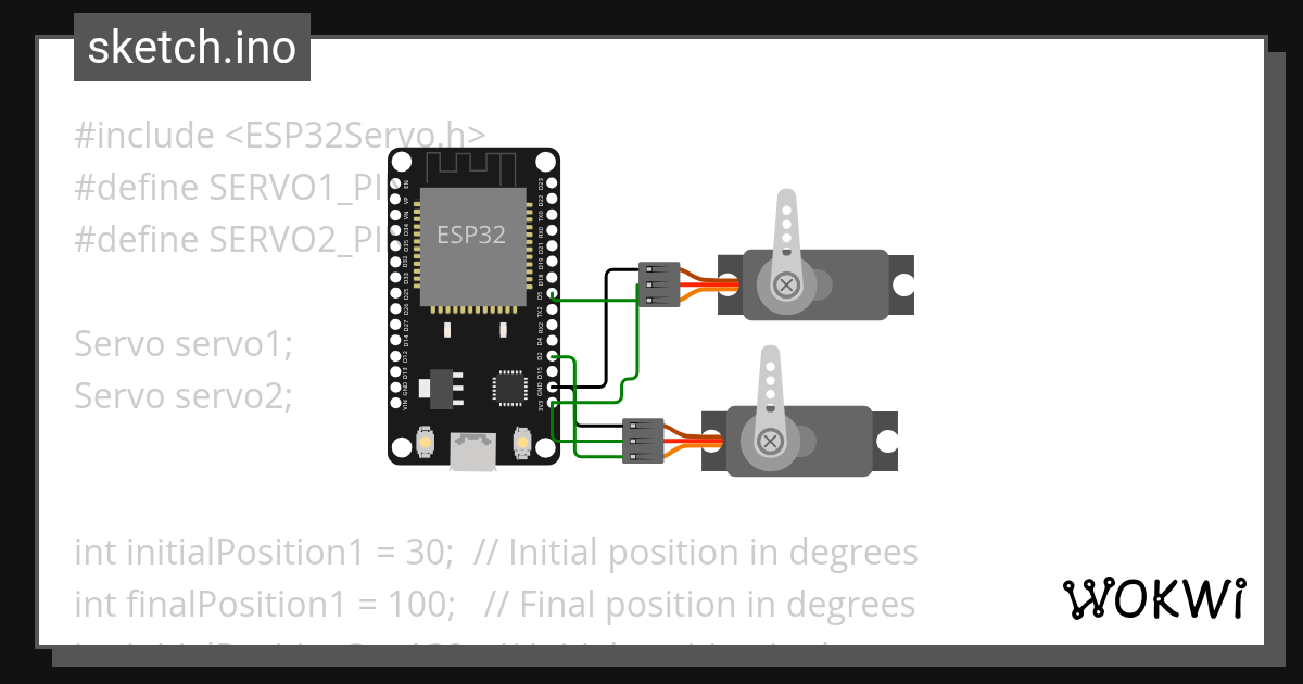 Two Servo Action - Wokwi ESP32, STM32, Arduino Simulator
