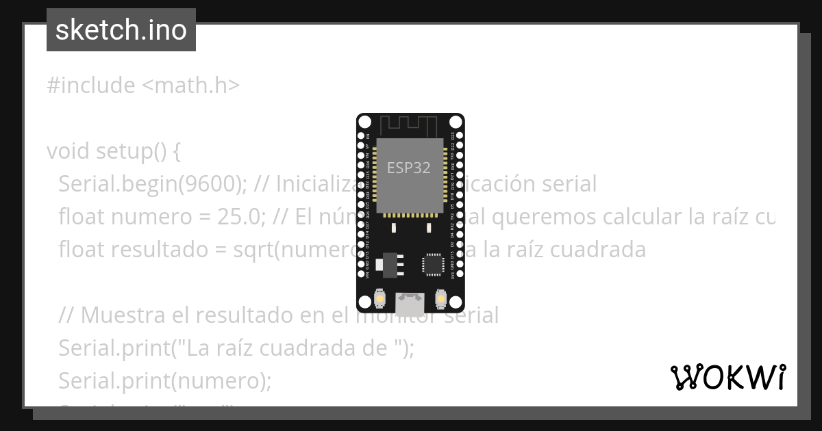 Proyecto raíz cuadrada - Wokwi ESP32, STM32, Arduino Simulator