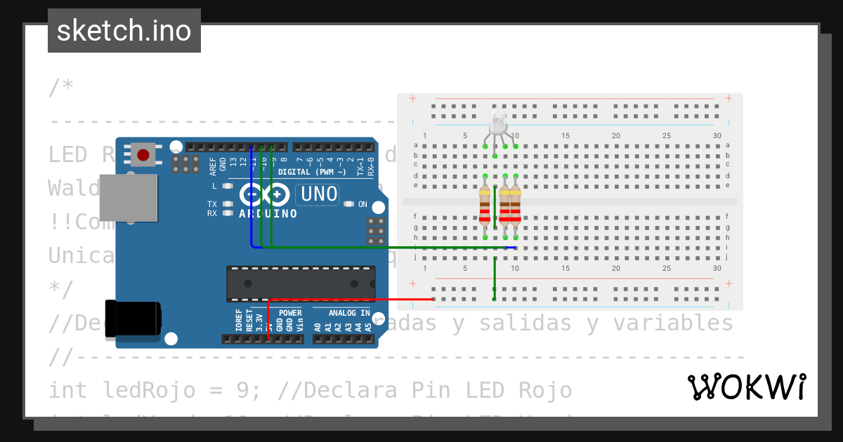 Led Rgb Apoyado De Tabla De Colores Wokwi Esp32 Stm32 Arduino Simulator 6285