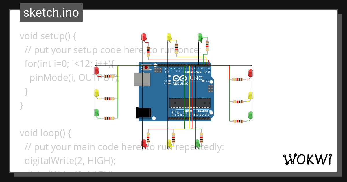 traffic light - Wokwi ESP32, STM32, Arduino Simulator