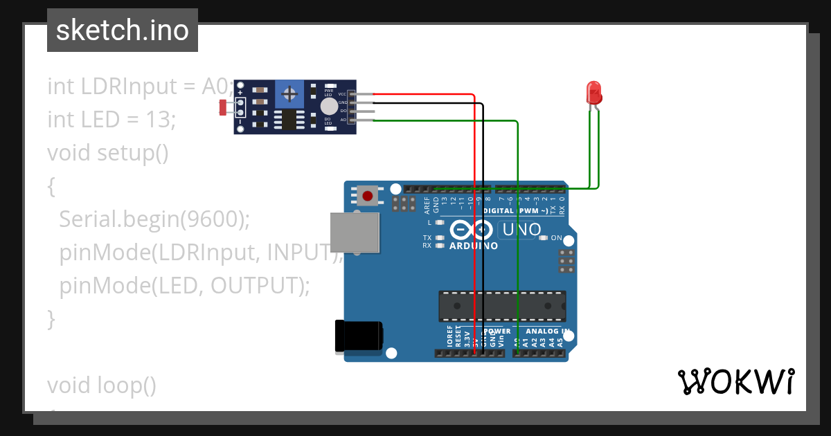 LDR Sensor - Wokwi ESP32, STM32, Arduino Simulator