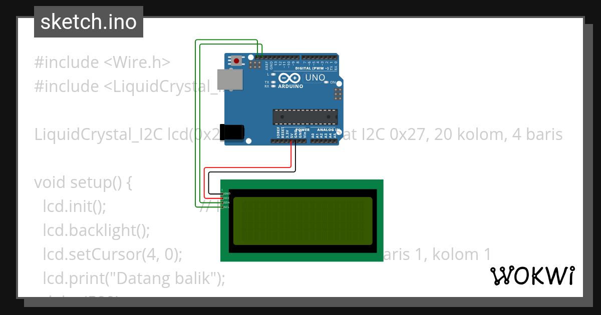 20x4 i2c - Wokwi ESP32, STM32, Arduino Simulator
