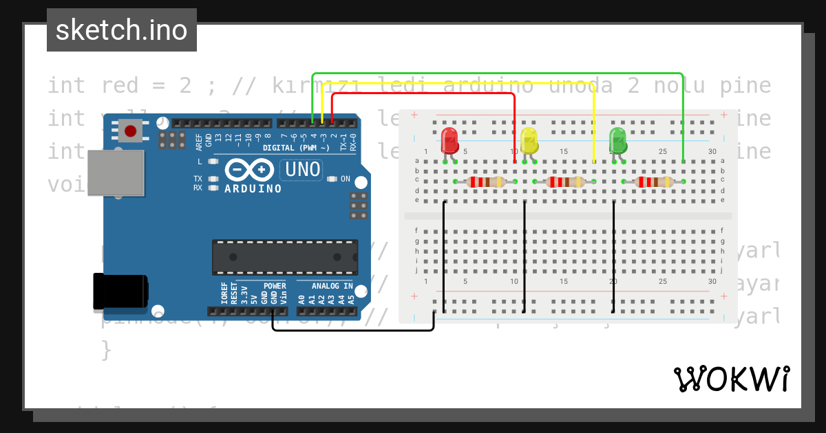Trafik Lambası Wokwi Esp32 Stm32 Arduino Simulator
