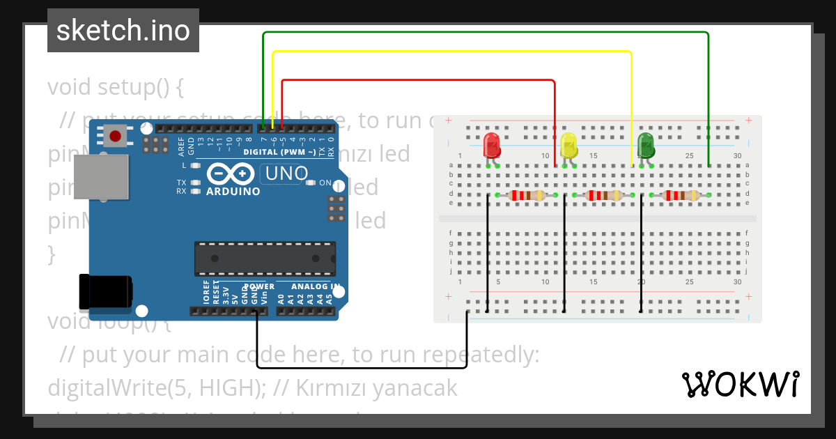 Trafik Lambası Wokwi Esp32 Stm32 Arduino Simulator 9274
