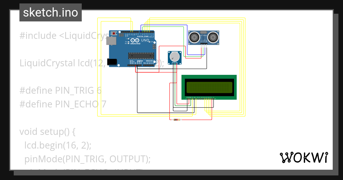 Ultrasonic Sensor Lcd Wokwi Esp32 Stm32 Arduino Simulator