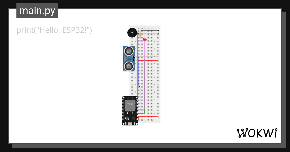 ultrasonico con buzzer - Wokwi ESP32, STM32, Arduino Simulator