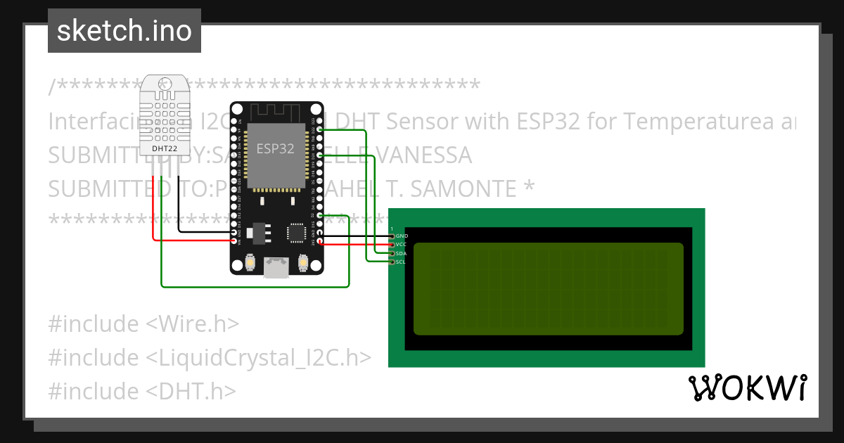 Act 3 Interfacing An I2c Lcd And Dht Sensor With Esp32 Microcontroller For Temperature And