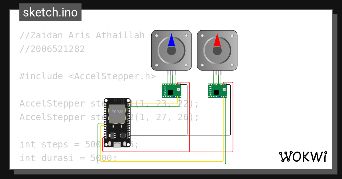 2 Stepper Bersamaan Wokwi Esp32 Stm32 Arduino Simulator