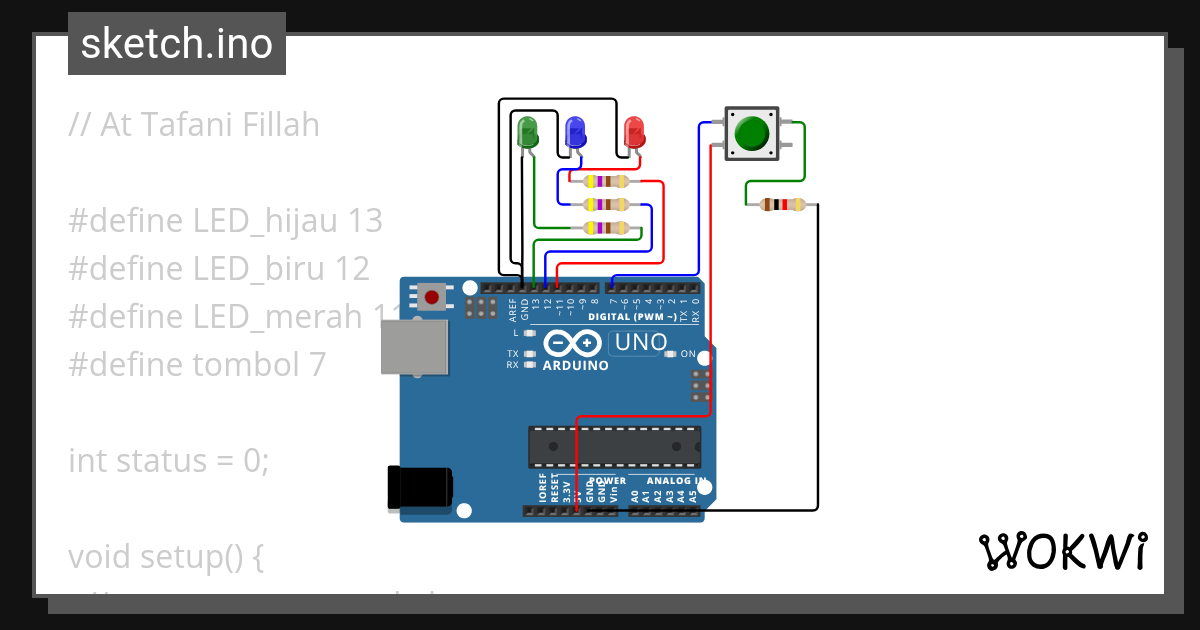 Push Button 3LED Challenge - Wokwi ESP32, STM32, Arduino Simulator