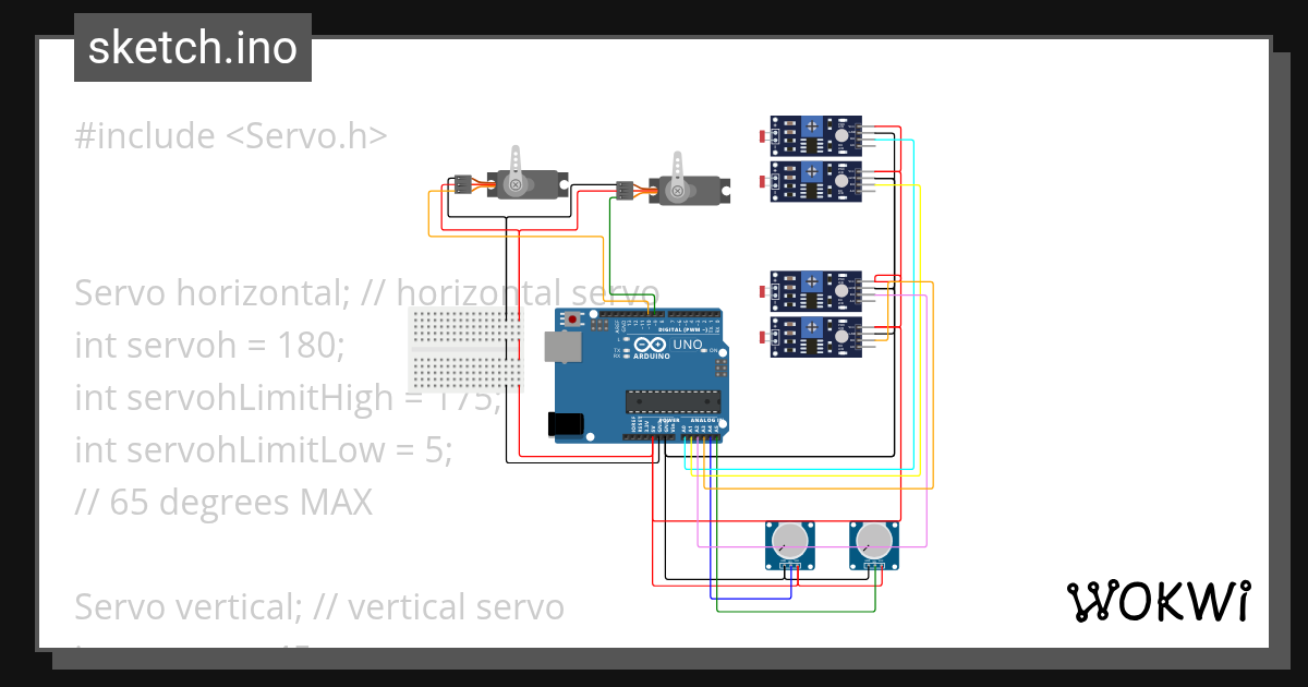 Solar Panel Tracker Wokwi Esp32 Stm32 Arduino Simulator 