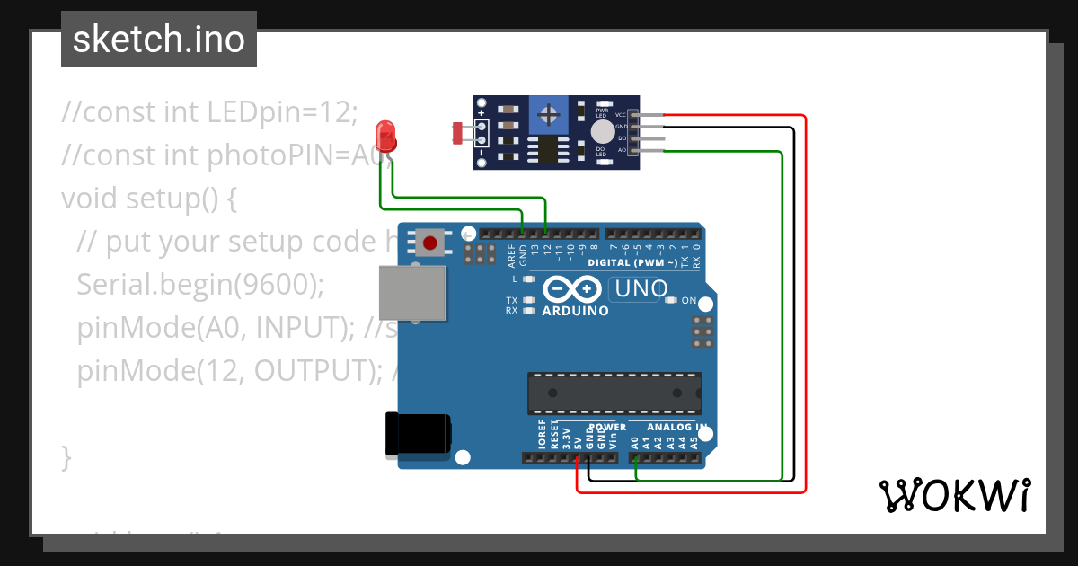 LDR LED Light - Wokwi ESP32, STM32, Arduino Simulator