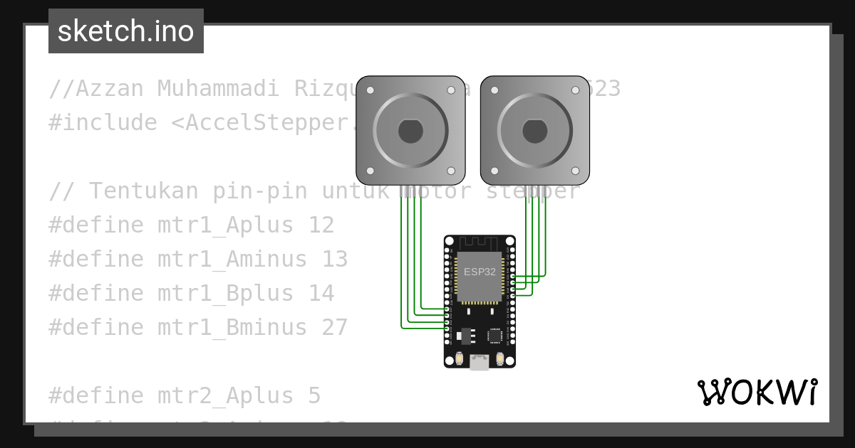 Two Stepper Motor Wokwi Esp32 Stm32 Arduino Simulator 8504