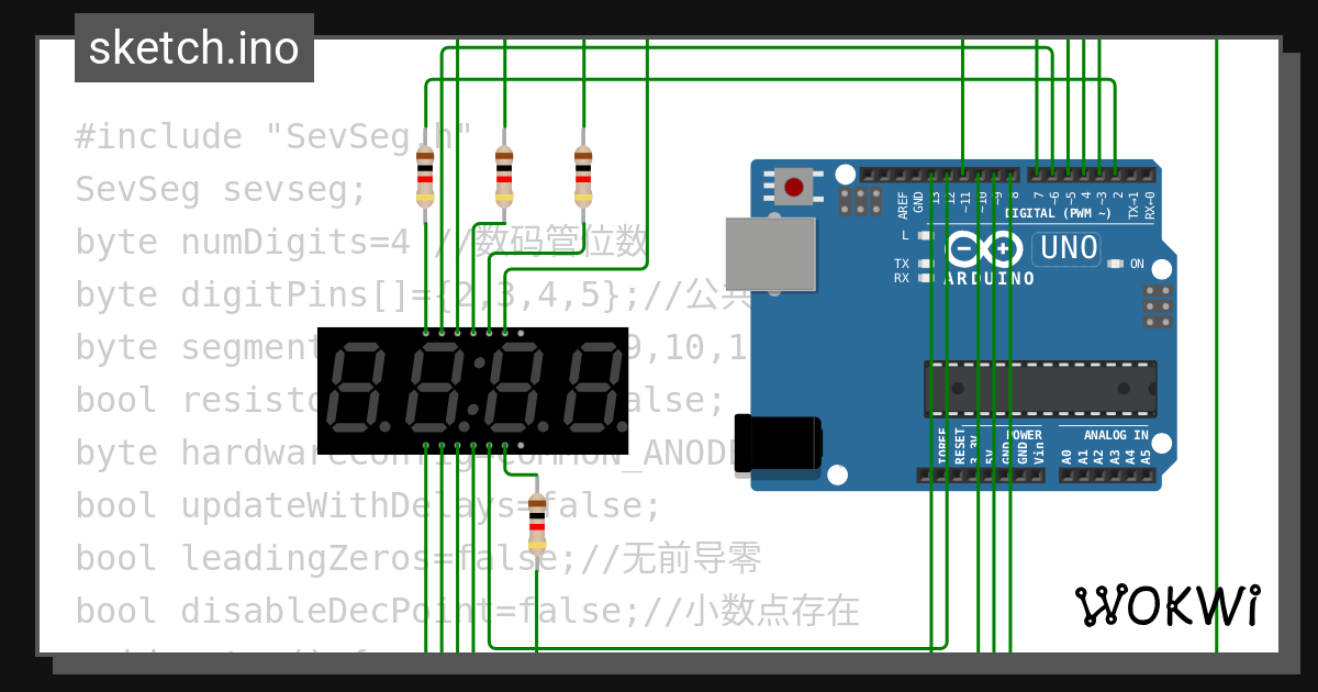 四位七段数码管 Wokwi Esp32 Stm32 Arduino Simulator